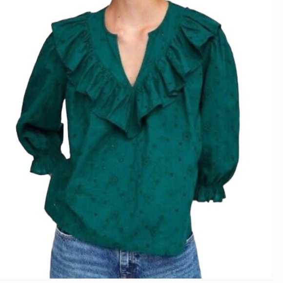 Zara | Tops | Zara Eyelet Ruffle Top | Poshmark